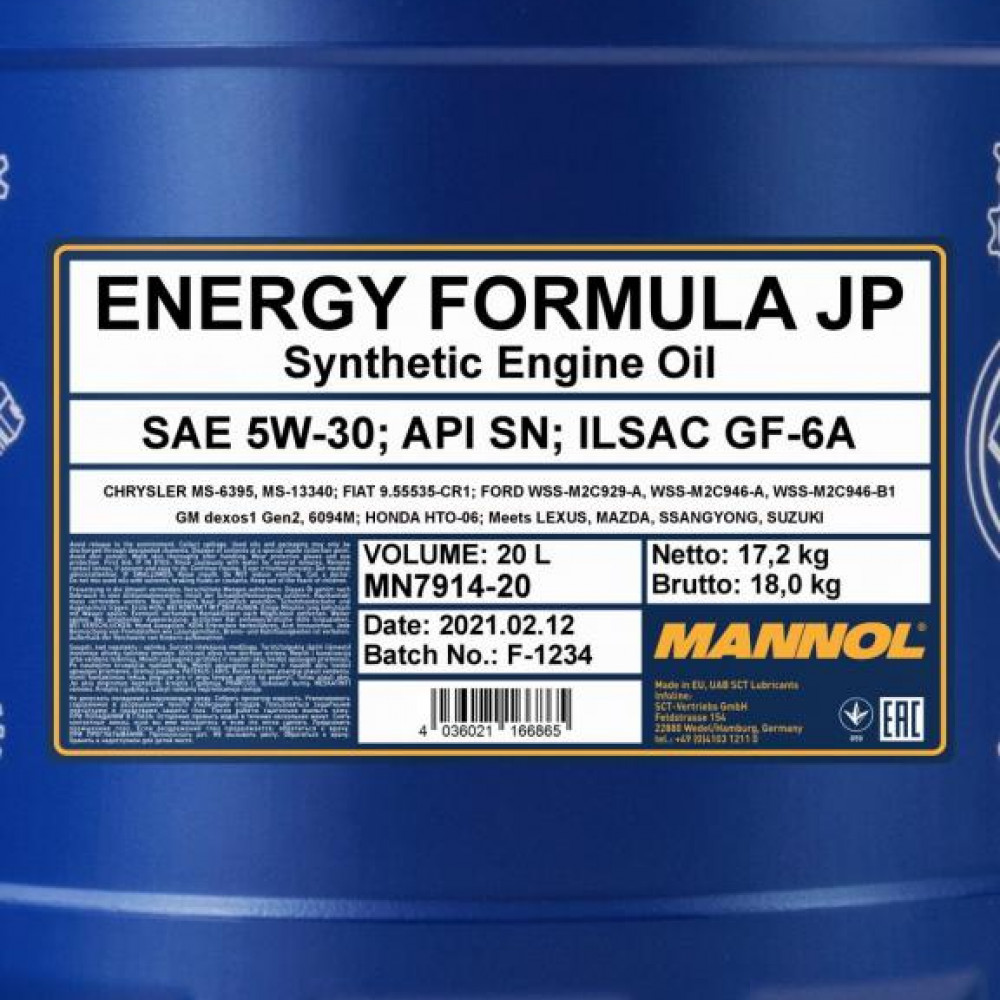 MANNOL ENERGY FORMULA JP 5w-30 20 liter